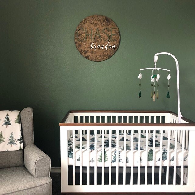 Woodland Tree Crib Sheet, Woodland Crib Bedding, Pine Trees Crib Sheet ...