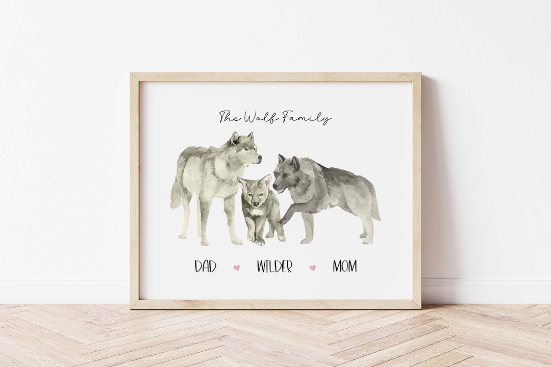 Personalized Wolf Family Art, Custom Family Print, New Family Portrait ...
