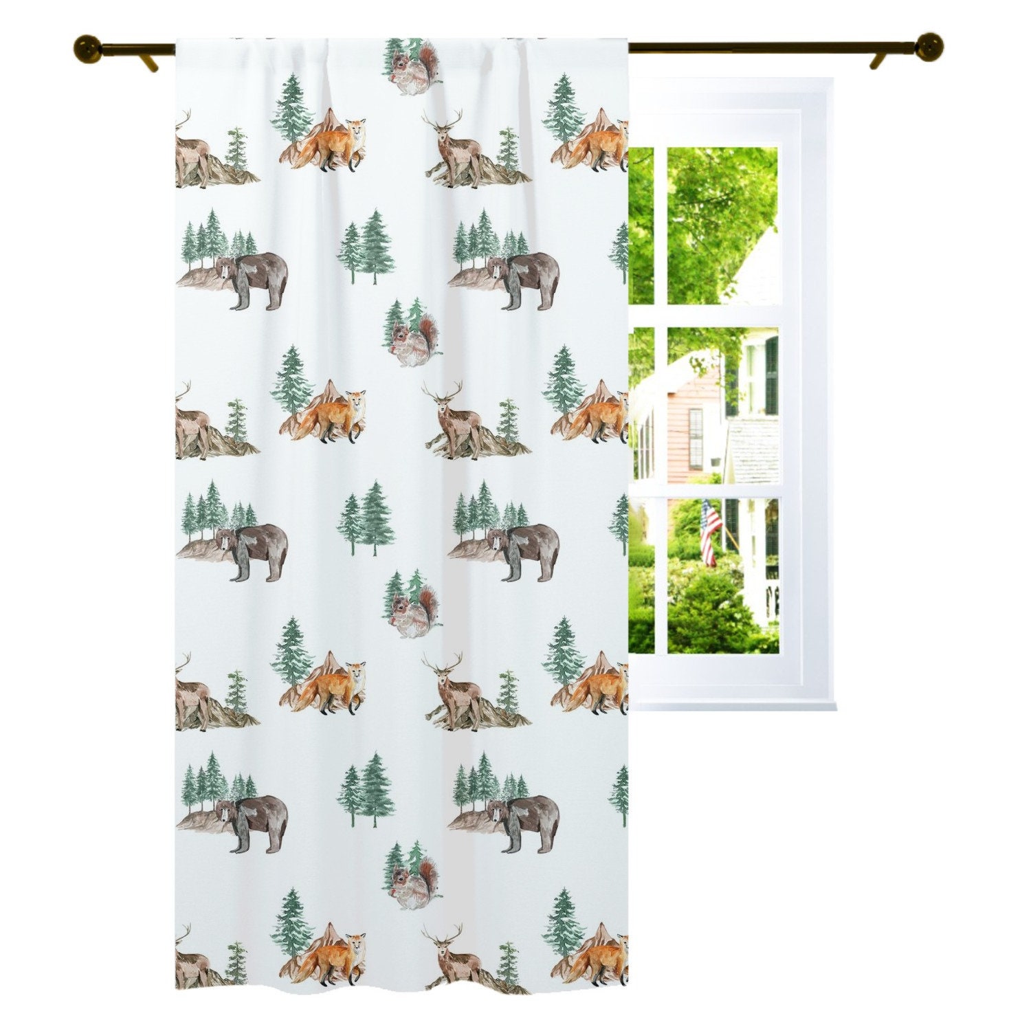 Woodland animals curtains Wildlife Curtain Forest animals | Etsy
