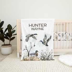 Personalized Ducks Hunting Minky Blanket, Hunting Nursery Bedding ...