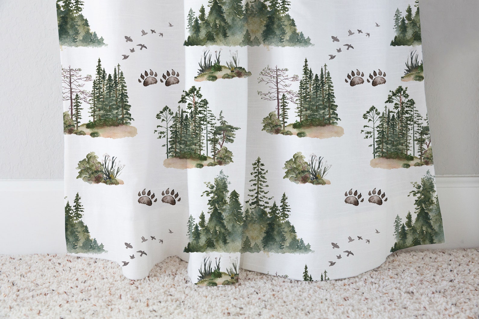 Pine Tree Curtain Single Panel Woodland Nursery Decor Forest - Etsy