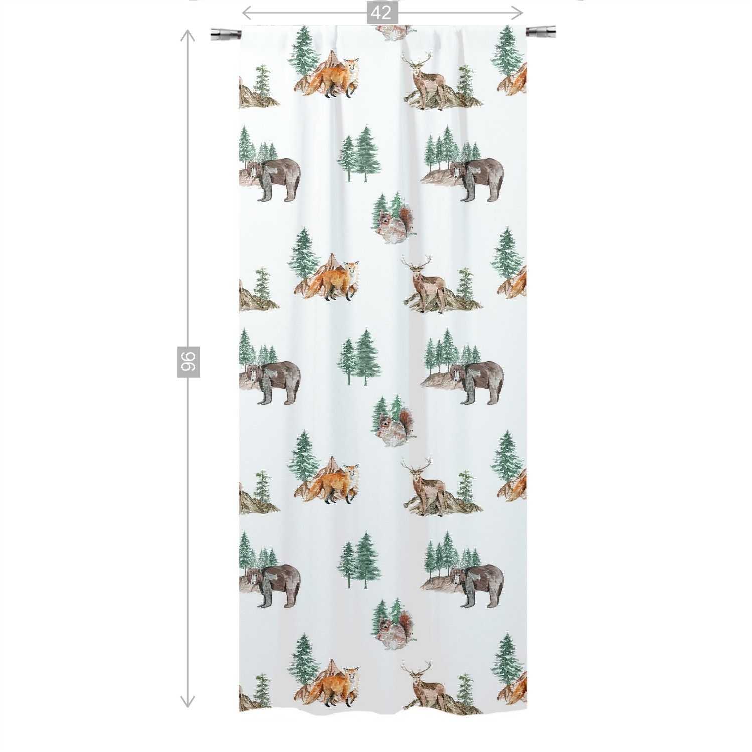 Woodland animals curtains Wildlife Curtain Forest animals | Etsy