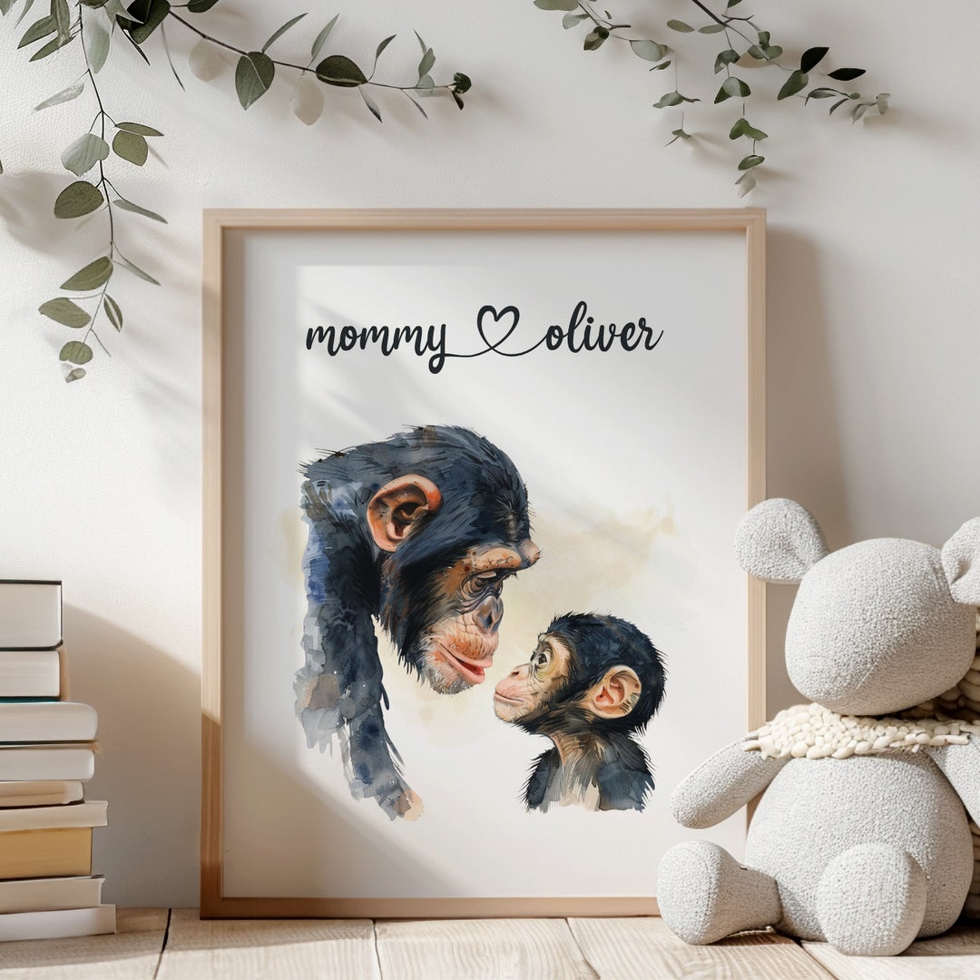 Personalized Mother and Son Print, Mommy and Baby Orangutan Print ...