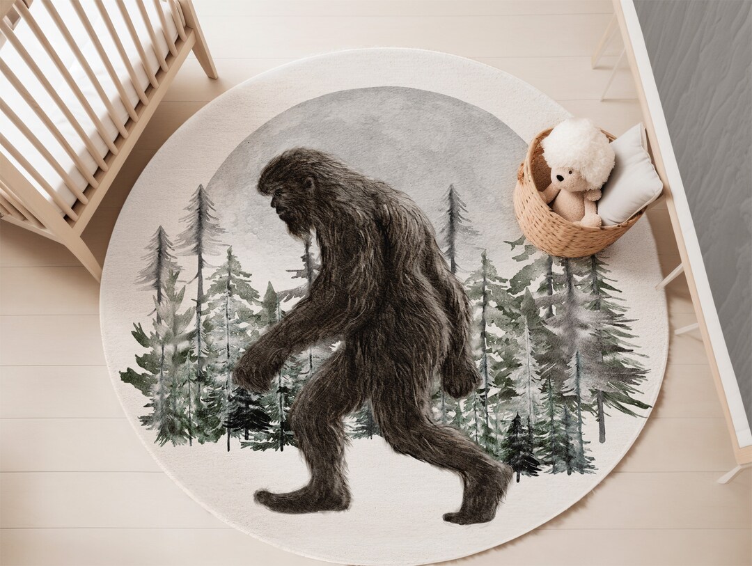Bigfoot Rug, Bigfoot Room Decor, Sasquatch Rug, Yeti Forest Rug ...