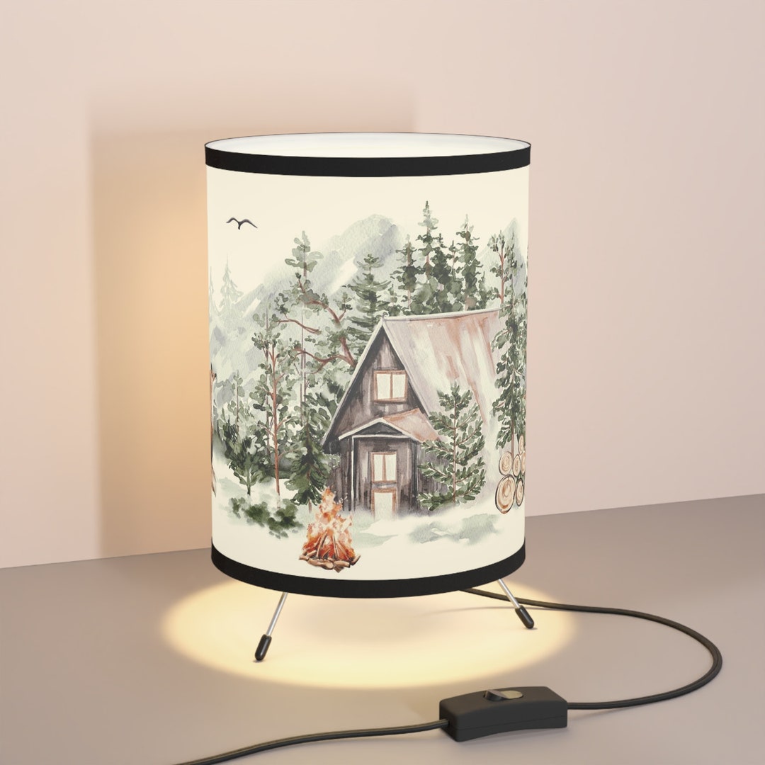 Wildlife Lamp, Pine Tree and Mountains Table Lamp, Forest Nursery Decor ...