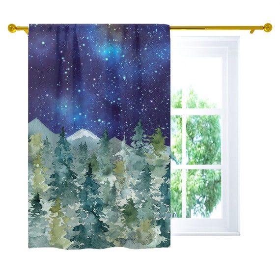 Night Forest Curtain Pine Tree Curtains Woodland Curtain - Etsy