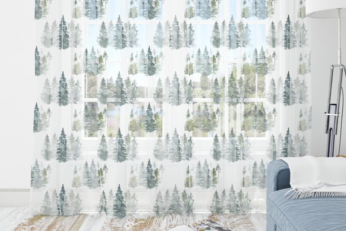 Woodland Curtains for Nursery Forest Curtain Pine Tree - Etsy