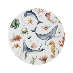 Under the Sea Rug, Ocean Round Rug, Sea Life Rug, Ocean Nursery Decor ...