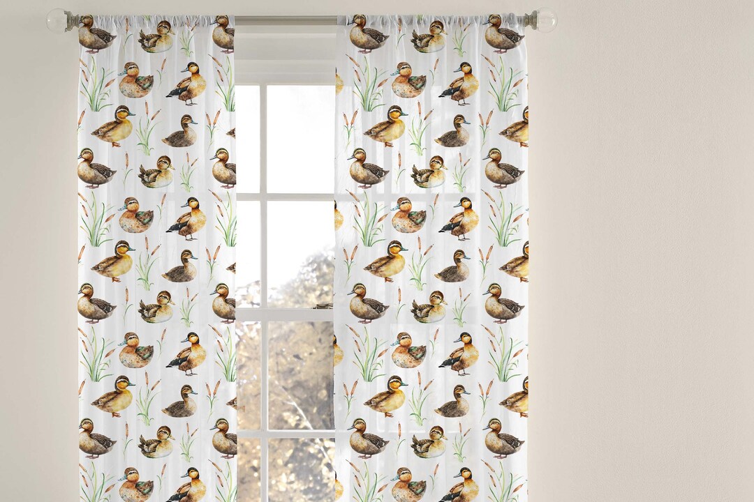 Ducks Sheer Curtain, Single Panel, Duck Nursery Decor, Baby Ducks ...