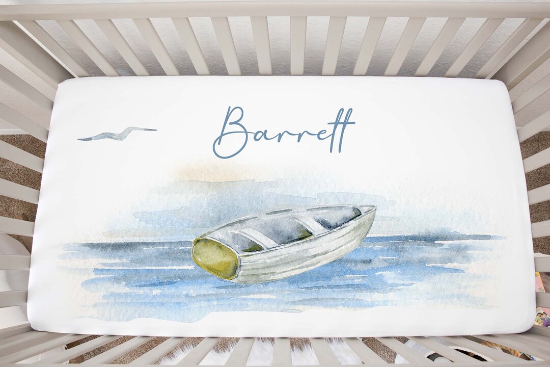 Personalized Marine Crib Sheet, Wild Life Nursery, Coastal Crib Sheet ...