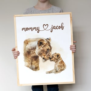 Personalized Mother and Son Print, Mommy and Baby Lioness Print, Mommy ...