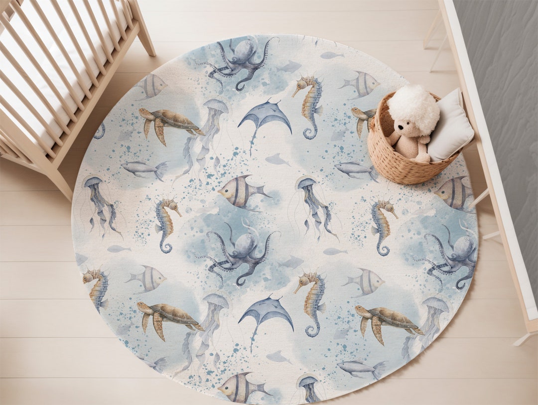 Sea Nursery Rug, Ocean Rug, Under the Sea Rug, Ocean Nursery Decor ...