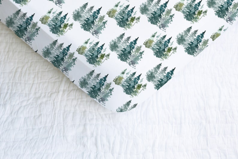 Forest Crib Sheet Forest Crib Bedding Pine Tree Crib Sheet - Etsy