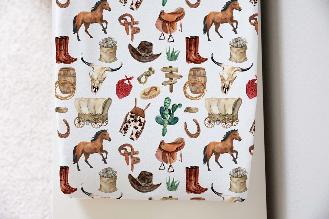 Cowboy Changing Pad Cover, Western Nursery, Rodeo Changing Pad, Cowboy ...