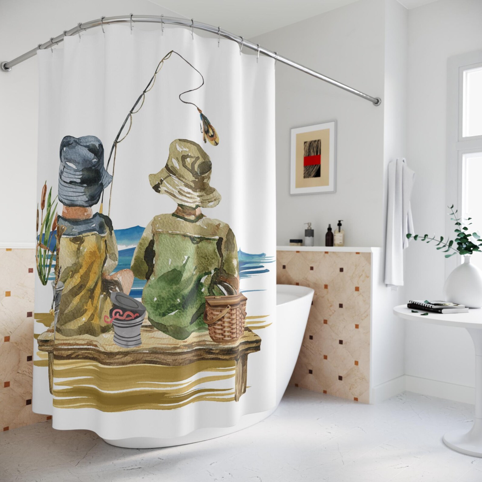 Fishing Shower Curtain, Fishing Bathroom Decor, Boys Room Shower ...