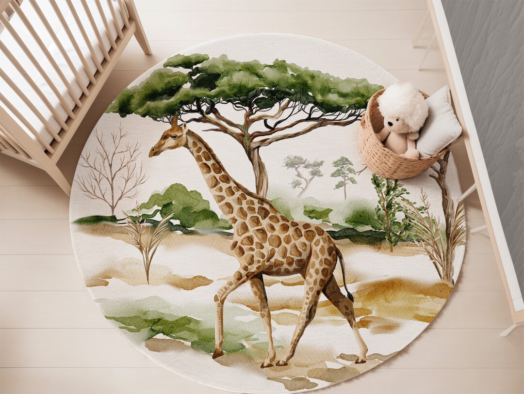 Giraffe Rug, African Animals Rug, Safari Nursery Decor, Savanna Nursery ...