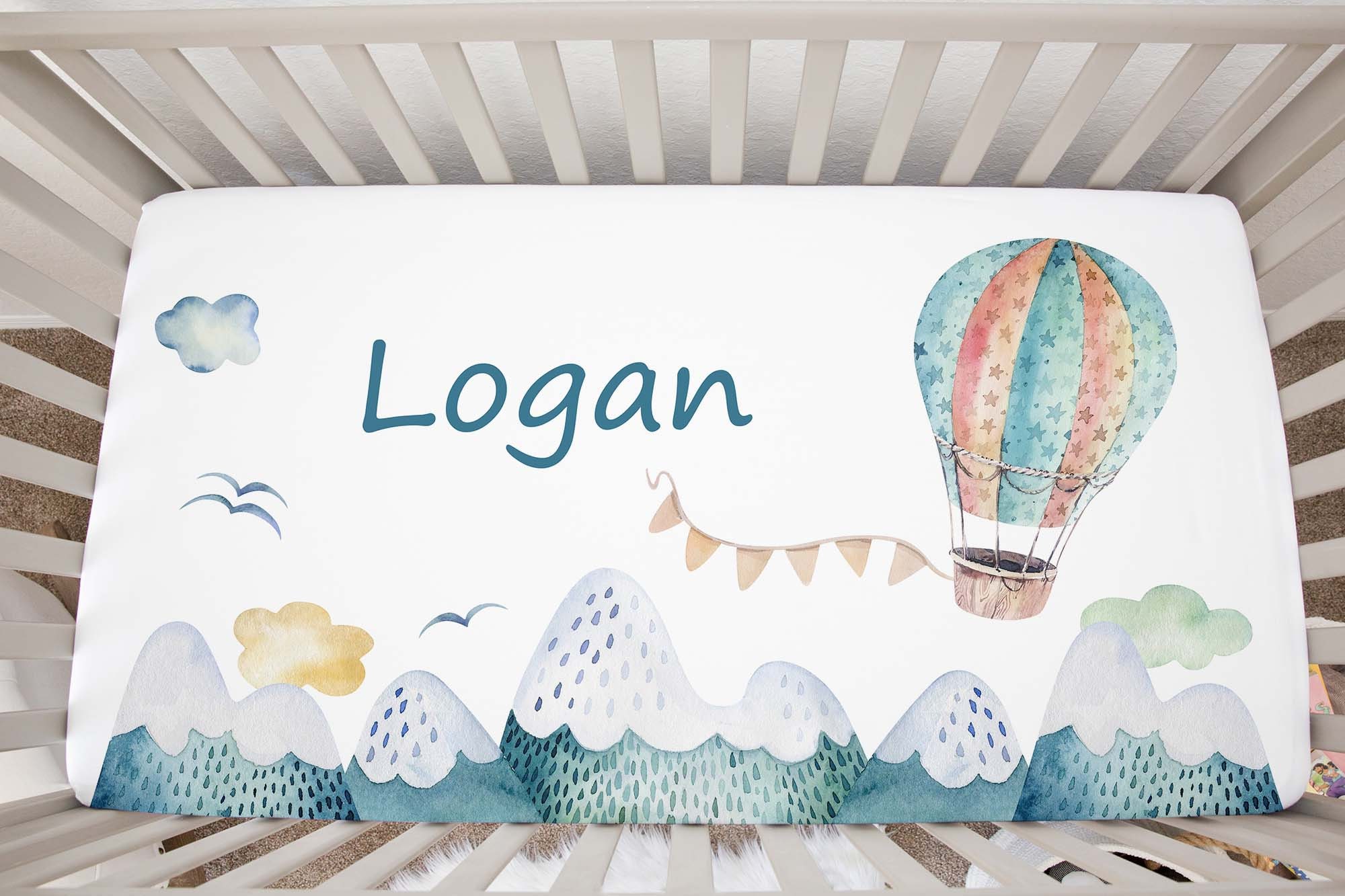 Personalized Hot Air Balloon Crib Sheet, Adventure Nursery Bedding, Hot ...