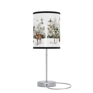 Pine Tree Lamp, Deer and Fox Lamp, Woodland Baby Room Decor, Kids Room ...