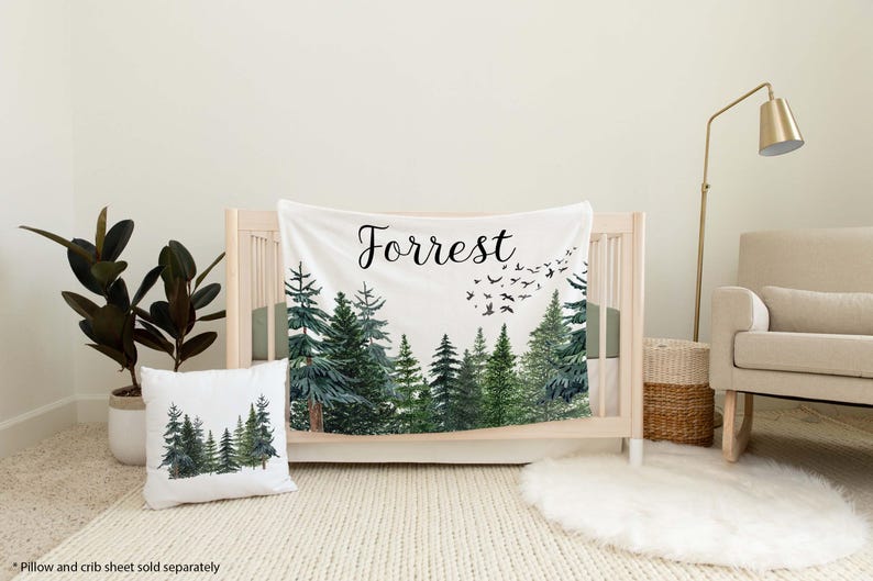Custom Name Blanket, Forest Blanket, Woodland Bedding, Wilderness ...