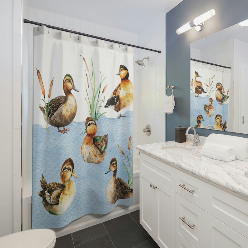 Duck Shower Curtain Duck Bathroom Decor Waterfowl Curtain - Etsy