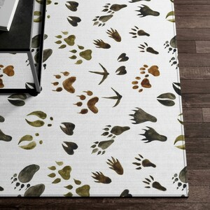 Animal Tracks Rug, Woodland Nursery Rug, Forest Animals Footprints ...