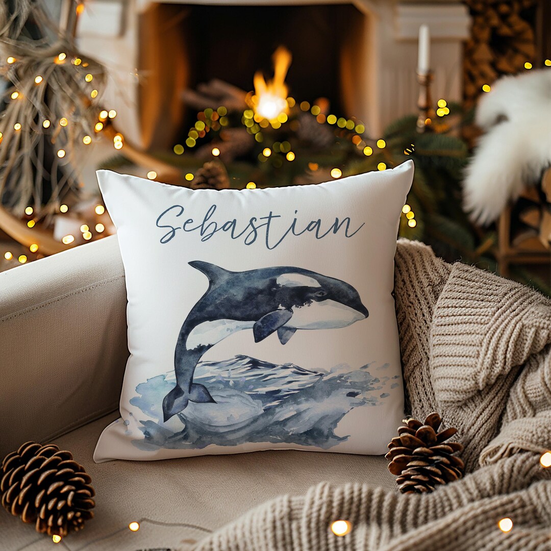 Personalized Orca Pillow Cover, Whale Pillowcase, Ocean Theme Decor ...
