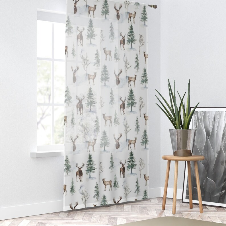 Deer Sheer Curtains Wildlife Curtain Forest Animals Nursery - Etsy
