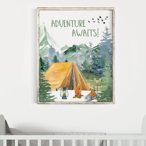 Adventure Awaits Wall Art, Forest Print, Woodland Nursery Decor, Wall ...