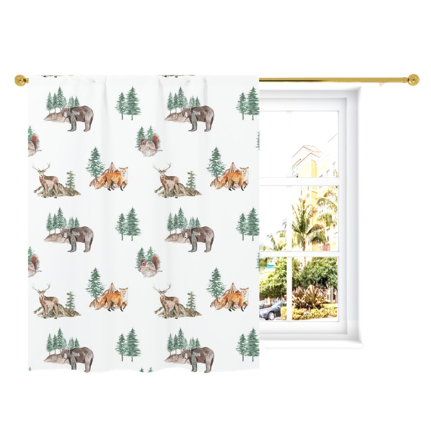 Woodland animals curtains Wildlife Curtain Forest animals | Etsy