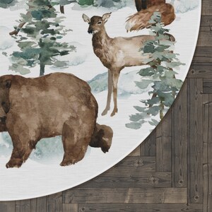 Woodland Animals Rug, Forest Round Rug, Woodland Nursery Decor, Rustic ...