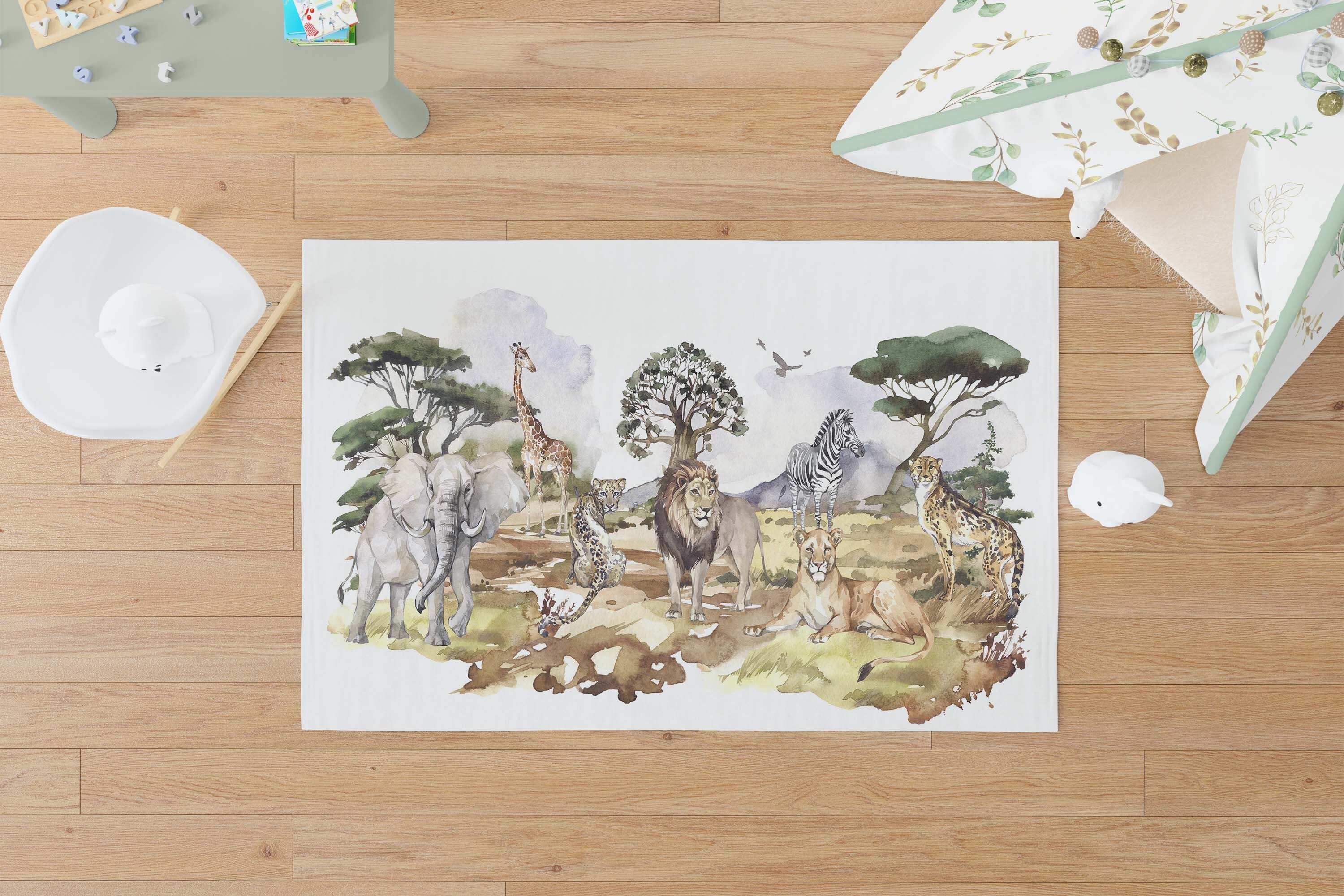 Safari Nursery Rug Anti-slip Backing Jungle Animals Nursery - Etsy