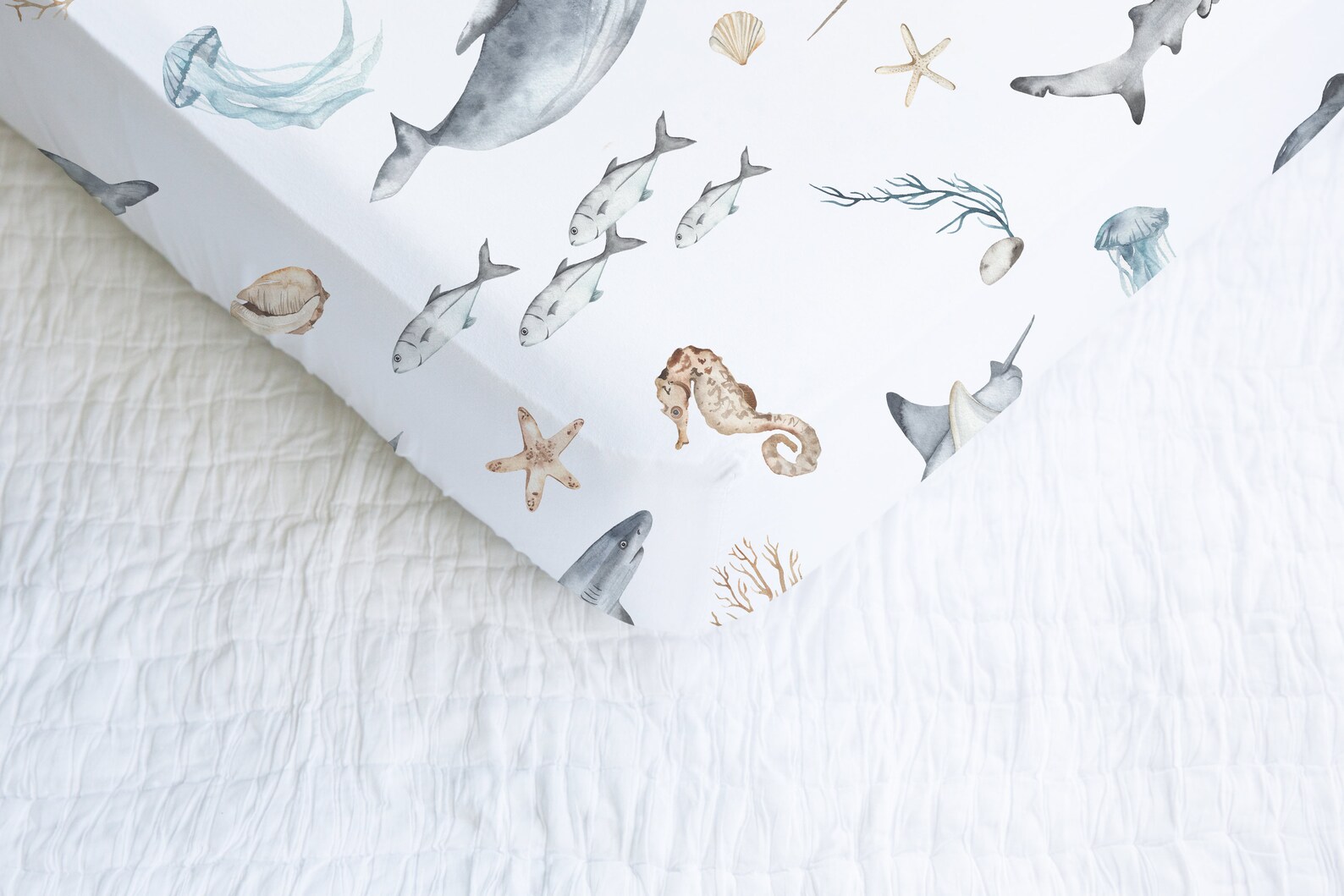 Ocean Crib Sheet Under the Sea Nursery Bedding Whale Crib | Etsy