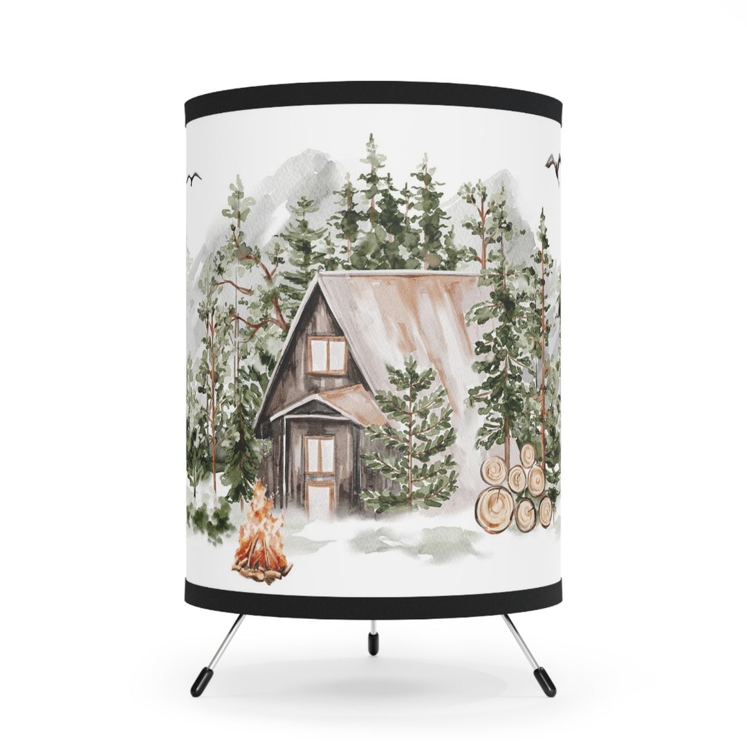 Wildlife Lamp, Pine Tree and Mountains Table Lamp, Forest Nursery Decor ...