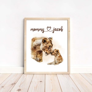 Personalized Mother and Son Print, Mommy and Baby Lioness Print, Mommy ...