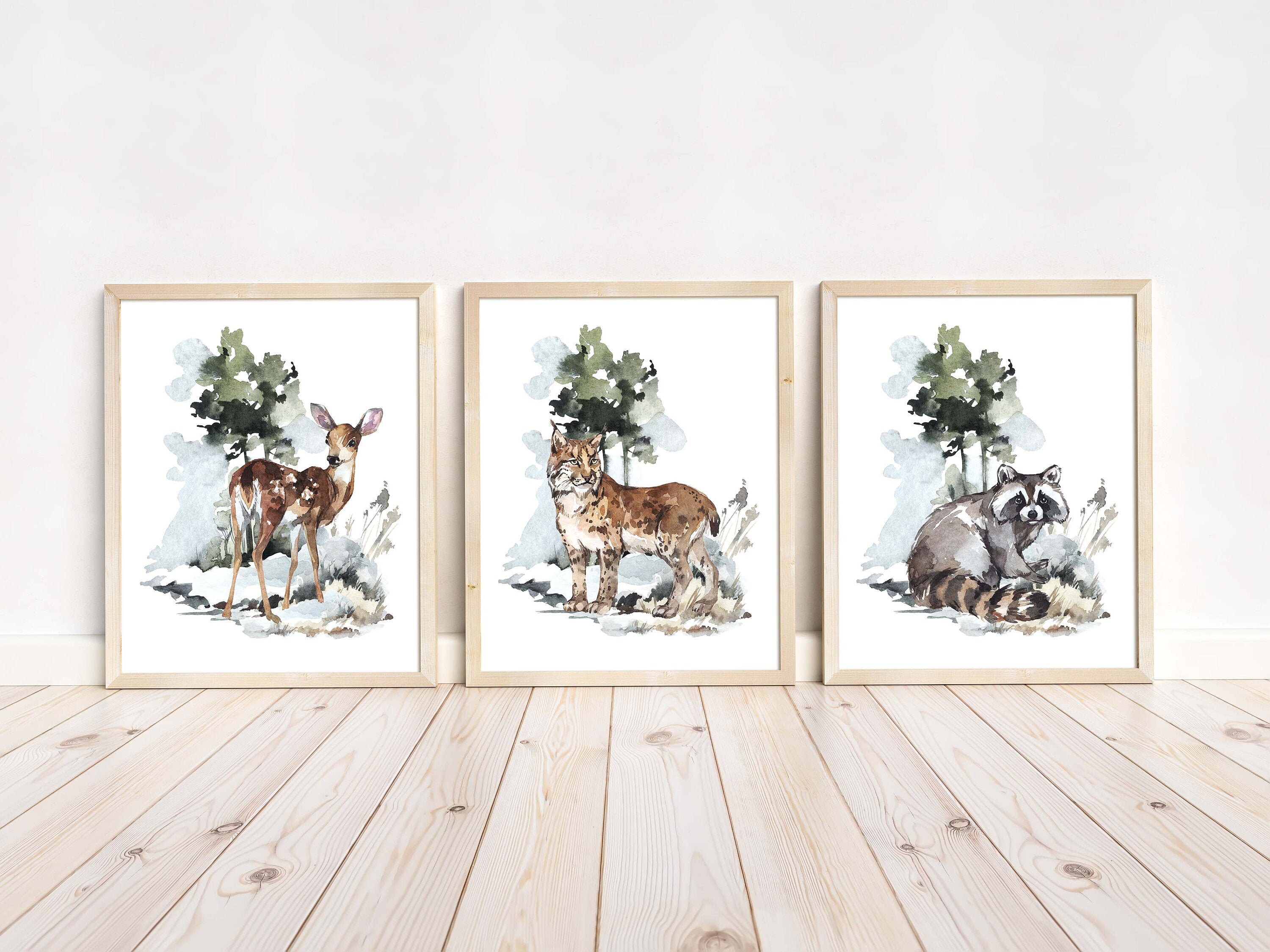 Forest Animals Wall Art, Woodland Prints, Woodland Nursery Decor, Deer ...