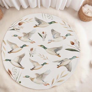 Duck Round Rug, Cute Mallard Duck Rug for Kids Room Decor, Duck Nursery ...