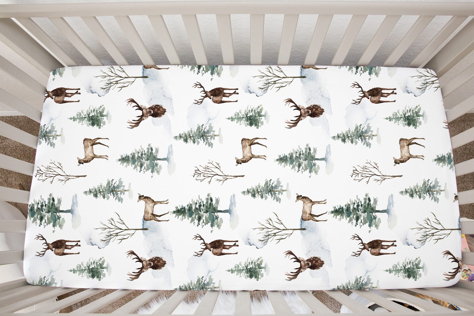 Woodland Crib Sheet Forest Crib Bedding Pine Tree Crib - Etsy