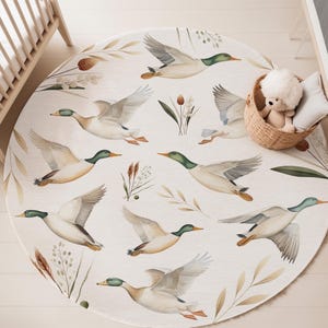 Duck Round Rug, Cute Mallard Duck Rug for Kids Room Decor, Duck Nursery ...