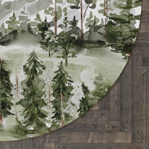 Mountains Rug, Pine Tree and Mountains Round Rug, Forest Nursery Decor ...