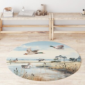 Mallard Duck Nursery Decor, Mallard Duck Rug, Duck Round Rug, Area Rug for Boys Room, Duck ...