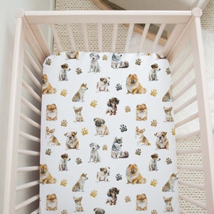 Puppy Dog Crib Sheet, Dogs Crib Sheet, Baby Boy Nursery Bedding, Dog ...