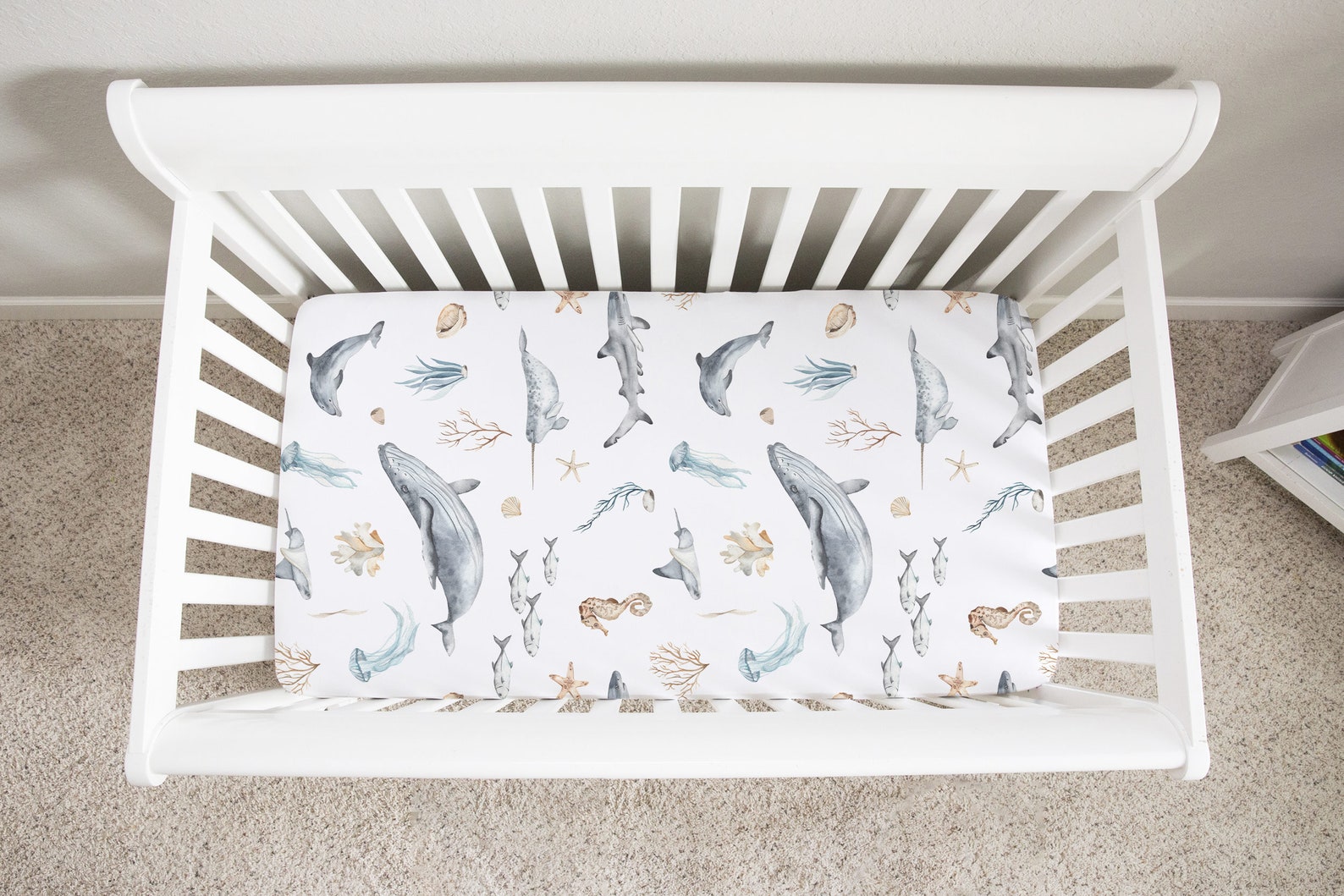 Ocean Crib Sheet Under the Sea Nursery Bedding Whale Crib | Etsy