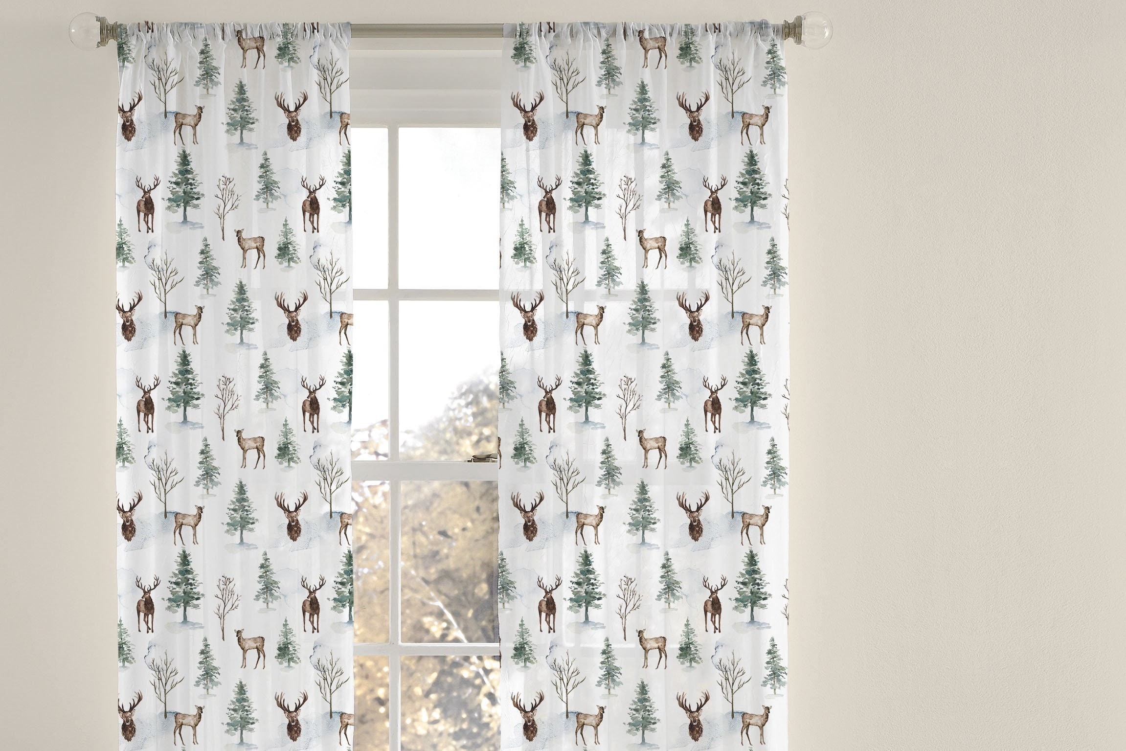 Deer Sheer Curtains Wildlife Curtain Forest Animals Nursery - Etsy