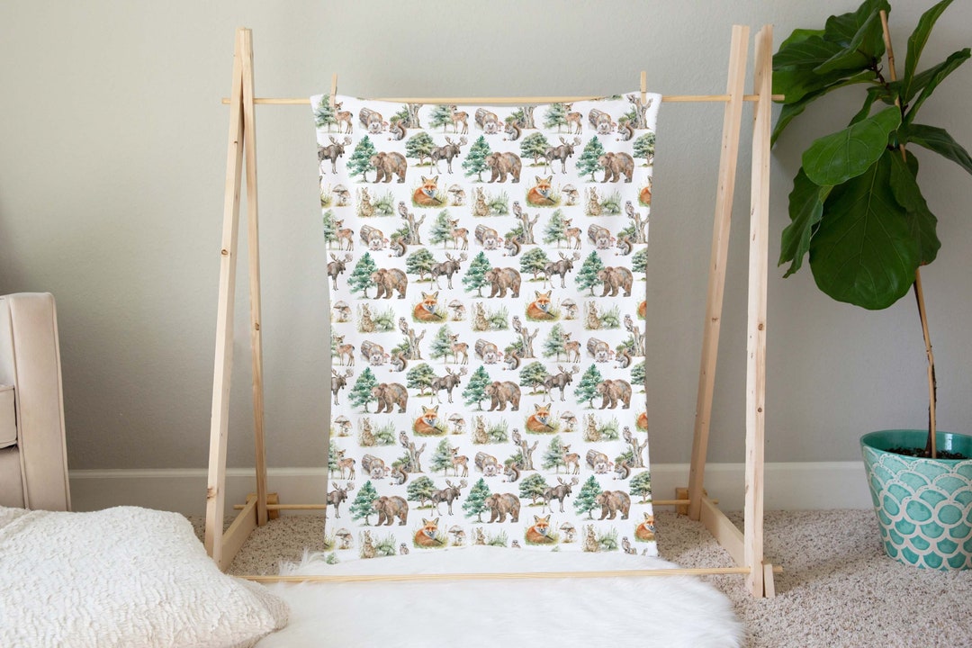 Woodland Blanket, Forest Animals Blanket, Pine Tree Blanket, Woodland ...