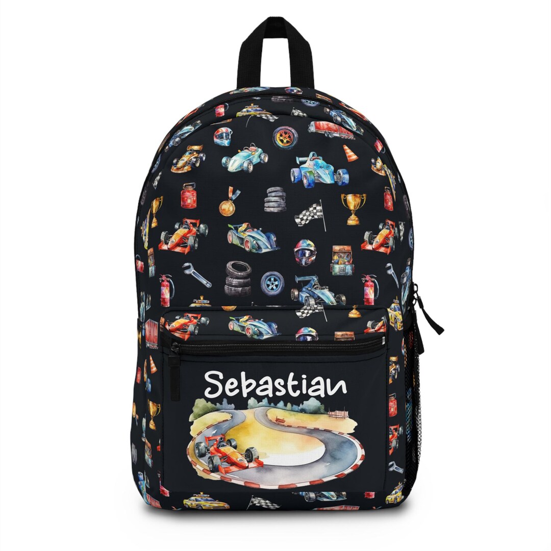 Personalized Racing Cars Backpack, Racer Cars Backpack, Boys School Bag ...