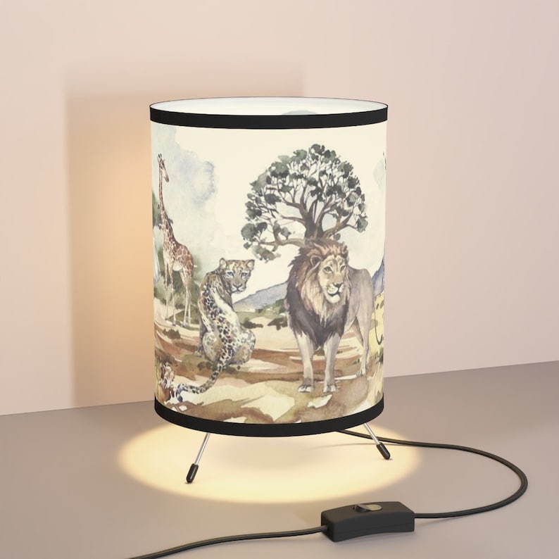 Safari Table Lamp Jungle Nursery Decor Safari Animals Baby - Etsy