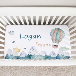 Personalized Hot Air Balloon Crib Sheet, Adventure Nursery Bedding, Hot ...