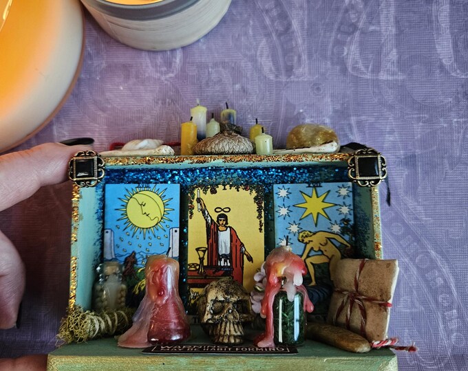 Miniature Shrine of Some Kind / Citrine Crystal, Candles, Skull ...