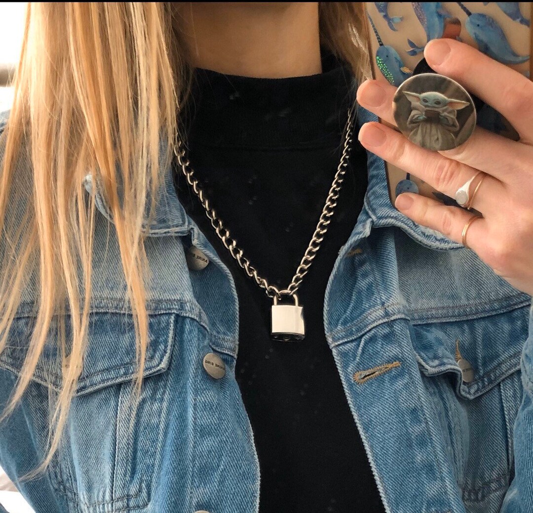 Steel Padlock Chain Steel Padlock Necklace 90s Padlock - Etsy