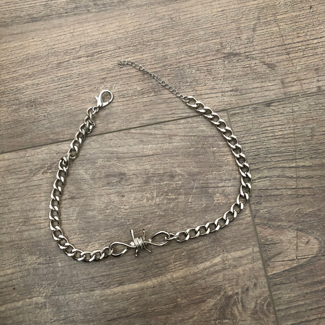 Silver Curb Chain Steel Curb Chain Barbed Wire Necklace | Etsy